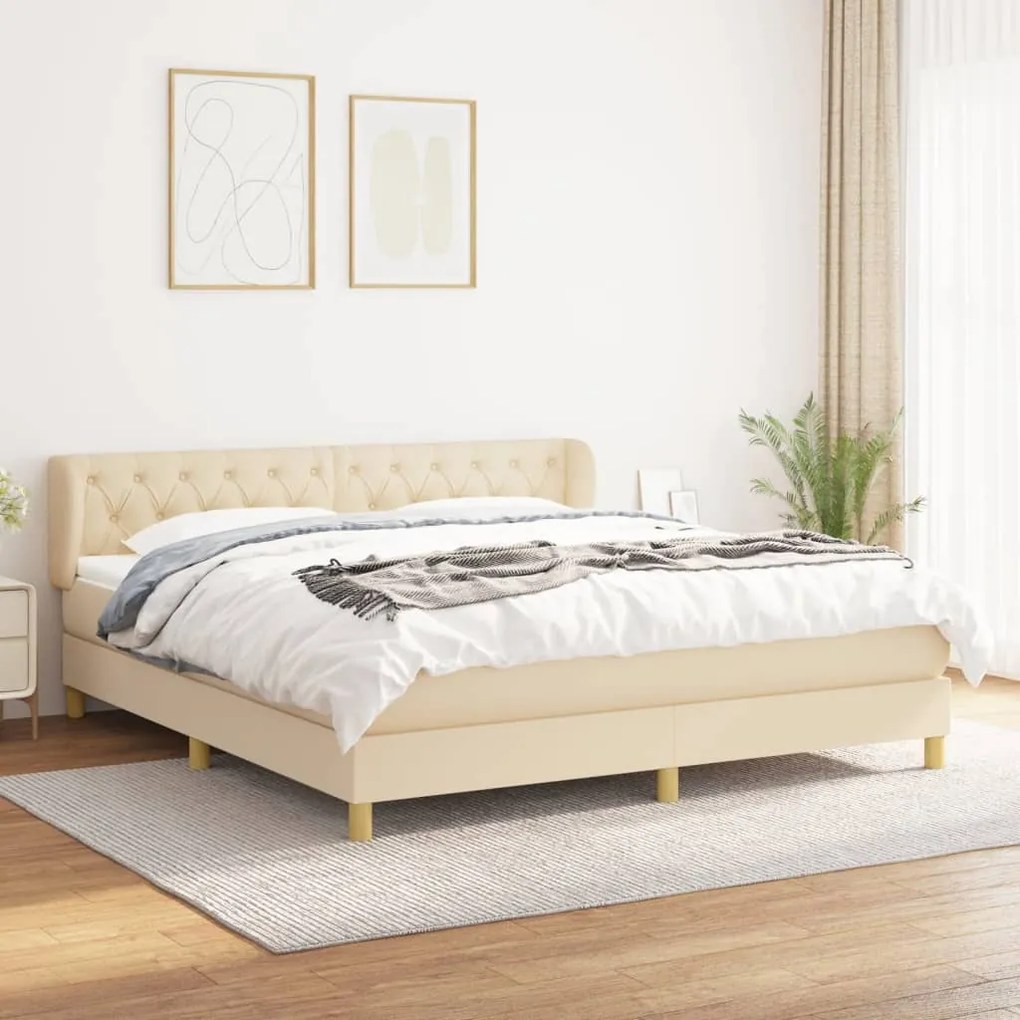 Box spring postel s matrací krémová 160x200 cm textil 3127058