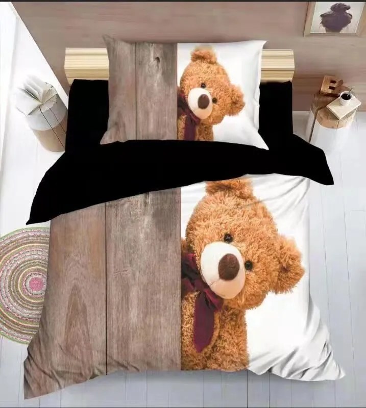 Bavlissimo 2-dílné povlečení s 3D motivem plyšového medvěda 140x200cm jednolůžkové