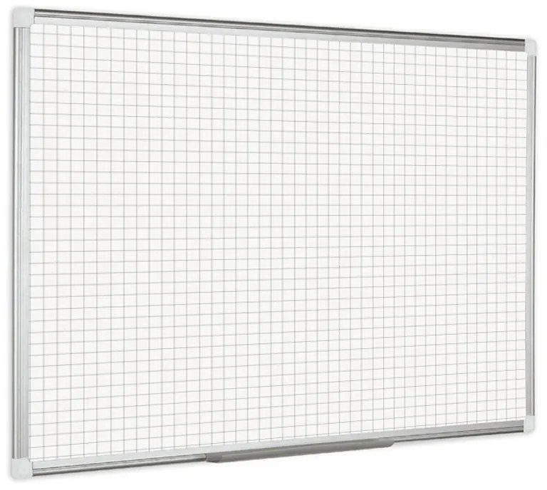 Bílá popisovací tabule s potiskem, čtverce/rastr, nemagnetická, 1800 x 1200 mm