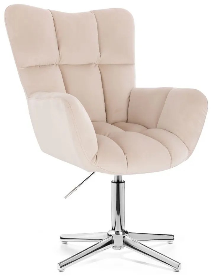 LuxuryForm Křeslo AURORA VELUR na stříbrném kříži - krémové