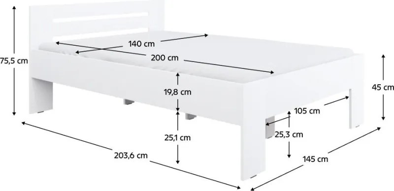 Postel BASIS, 140x200, bílá Kondela 0000402514