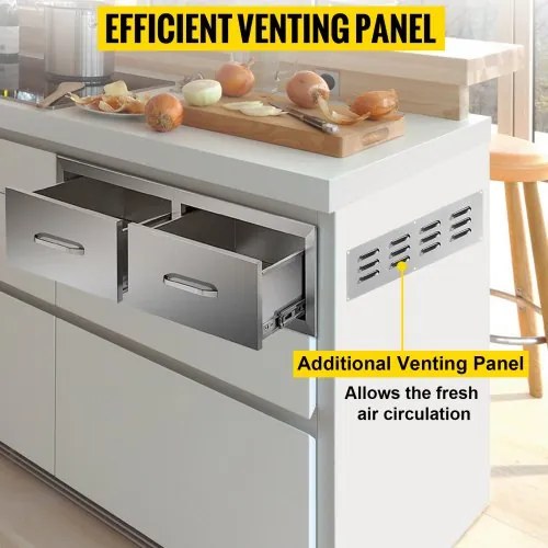 75*25 cm Bbq zásuvka Dvojité horizontální zásuvky odolné s úložnou skříňkou