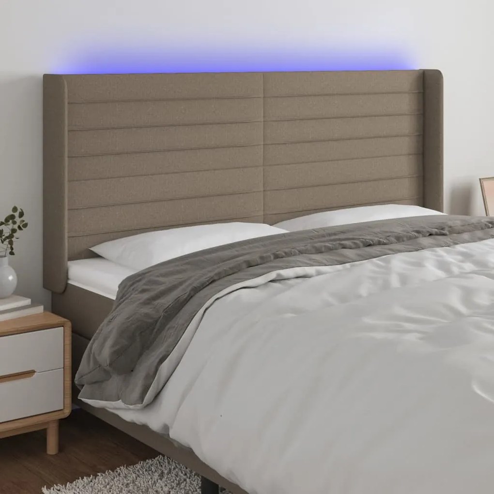 Čelo postele s LED taupe 163 x 16 x 118/128 cm textil 3124198