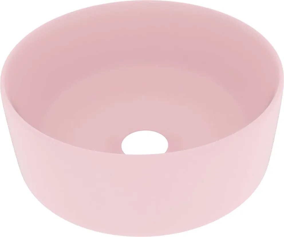 Luxusní umyvadlo kulaté matné růžové 40 x 15 cm keramické 147010
