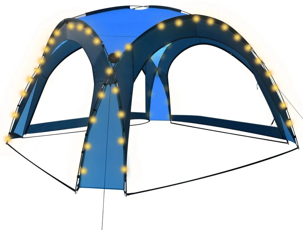 Party stan s LED světly 4 boční stěny 3,6 x 3,6 x 2,3 m modrý - Default Title