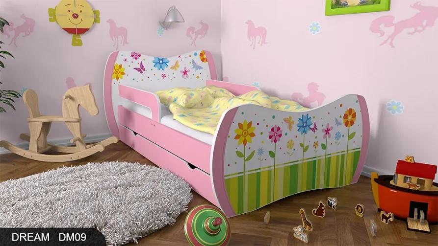 Dětská postel Dream vzor 09 140x70 cm růžová