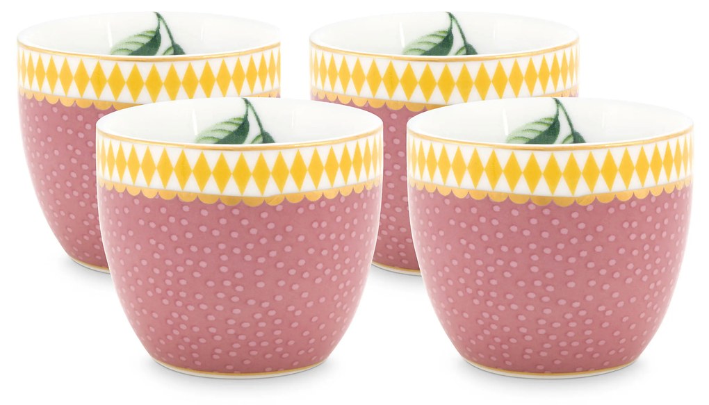 Pip Studio La Majorelle sada 4 ks kalíšku na vajíčko, růžová (Sada 4ks porcelánových kalíšků)