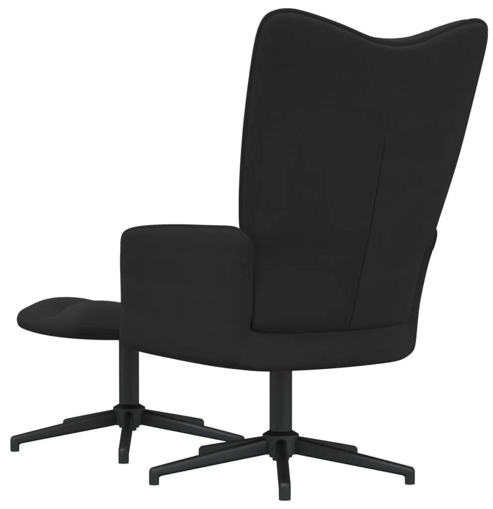 Relaxační křeslo se stoličkou černé samet,  328112
