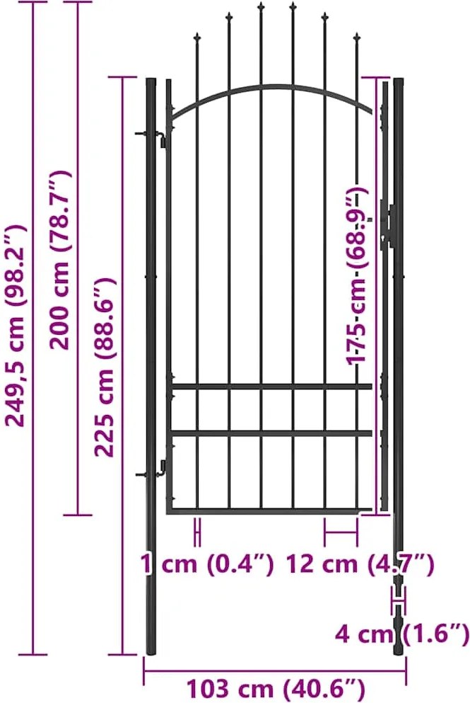 Zahradní brána Woerden ocel 1x2 m Černá 146321
