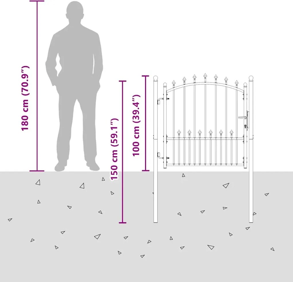 vidaXL Marketos Plotová branka Emmen s hroty ocelová 104 x 97 cm černá