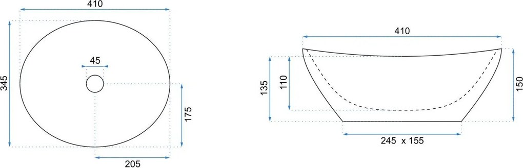 Rea Sofia umyvadlo, 41 x 35 cm, bílá/zlatý okraj, REA-U3287