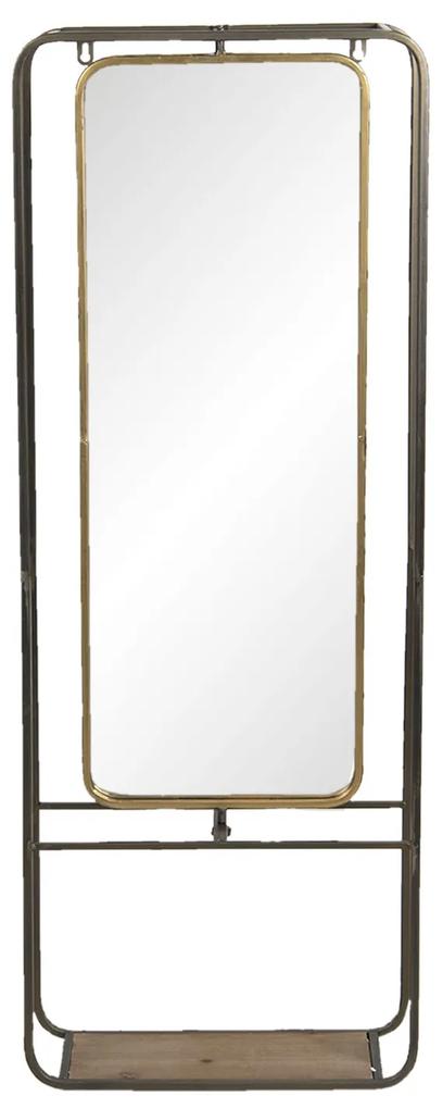 Nástěnné zrcadlo v kovovém rámu s policí Tristand - 42*16*112 cm