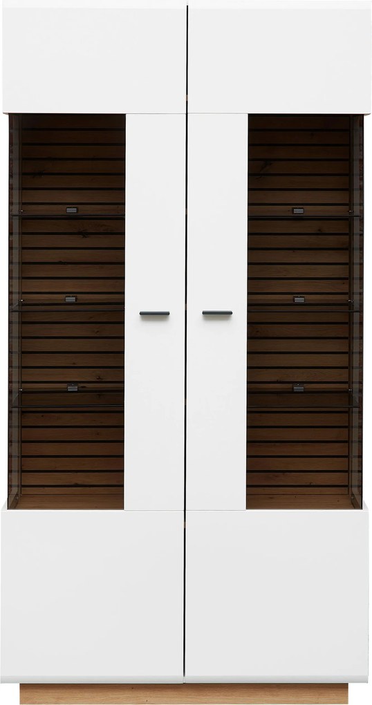 XXXLutz VITRÍNA, bílá, dub artisan, 98/190/40 cm Stylife - Kredence a vitríny - 001937008432