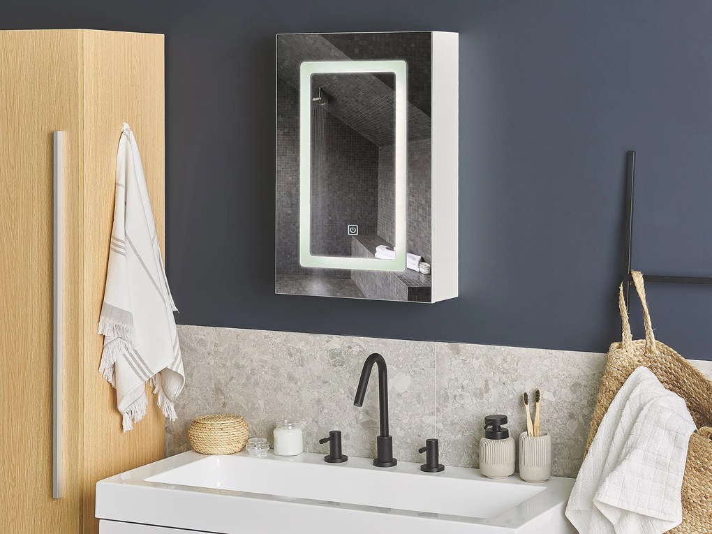 Koupelnová zrcadlová skříňka s LED osvětlením CONDOR Beliani