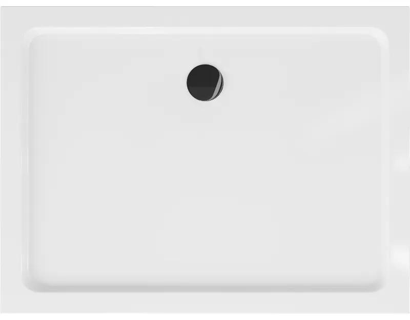 Mexen Flat obdélníková vanička do sprchového koutu slim 110 x 70 cm, Bílá, sifon Černá - 40107011B
