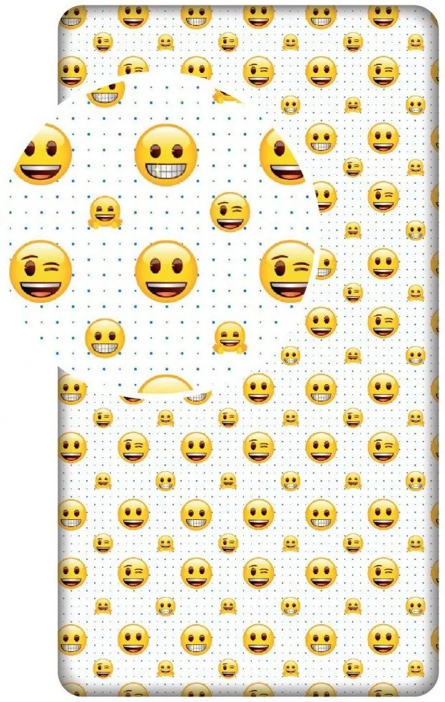 Javoli Dětské bavlněné prostěradlo Emoji 90 x 200 cm