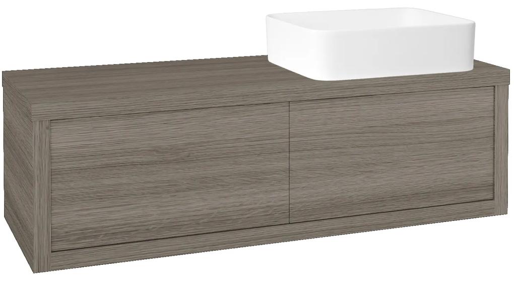 Dřevojas Koupelnová skříň STORM SZZ2 120 (umyvadlo Joy) Varianta: D16  Beton tmavý / L01 Bílá vysoký lesk / Levé