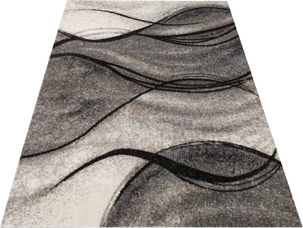 DY Šedý moderní koberec s abstraktním vzorem Panamero 07 Rozměr: 60x100 cm
