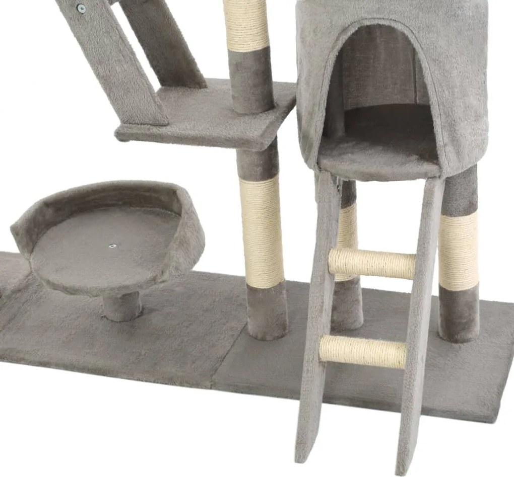 Škrabadlo pro kočky se sisalovými sloupky - šedé | 230–250 cm