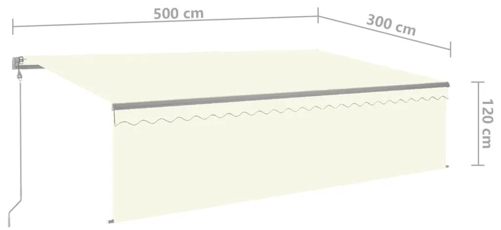 vidaXL Marketos Automatická markýza roleta LED a senzor větru 5 x 3 m krémová