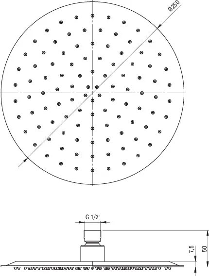 Deante Shower head, round - 250 mm