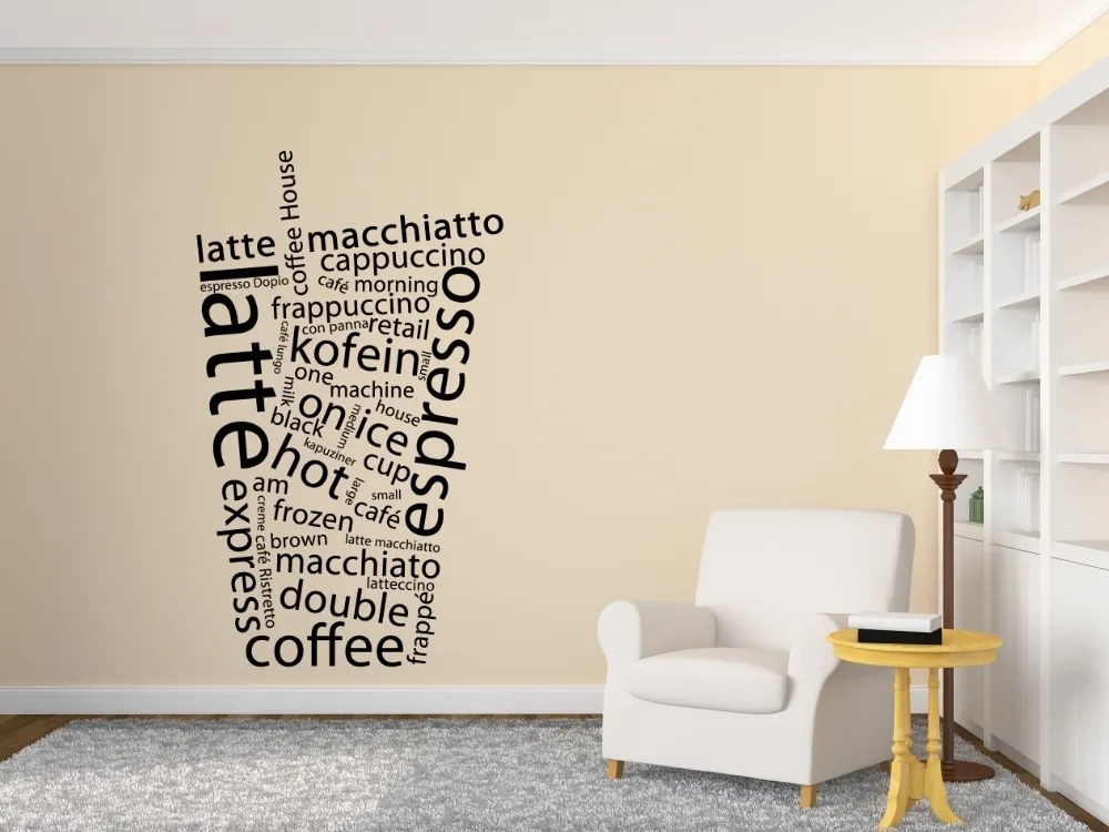 Káva dekor - Samolepka na zeď (100x60cm) - Rawe.cz