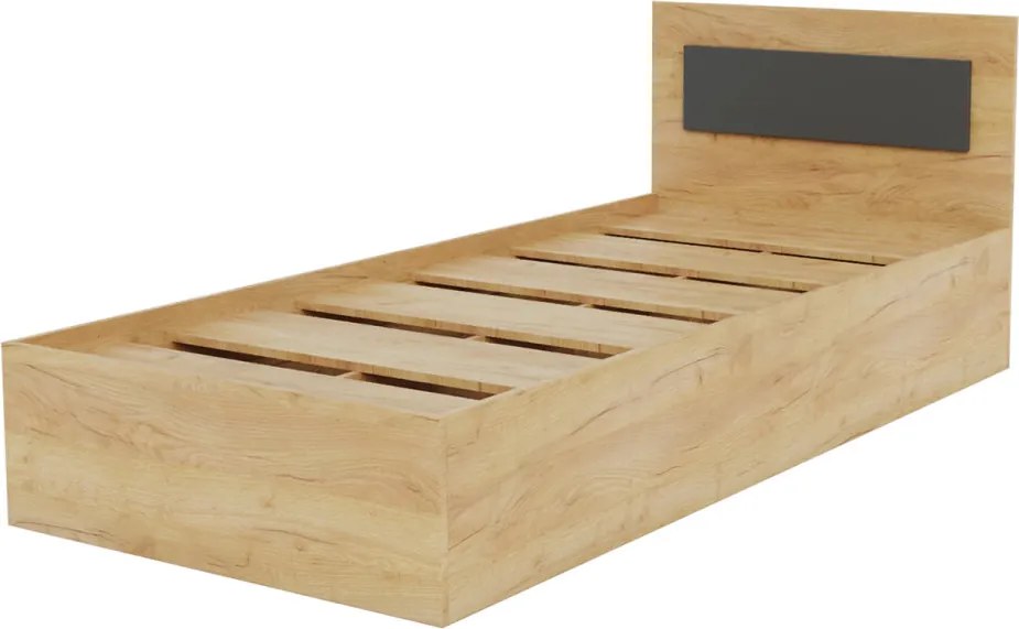 Jednolůžková postel 90x200 dub kraft zlatý / šedý grafit Viva
