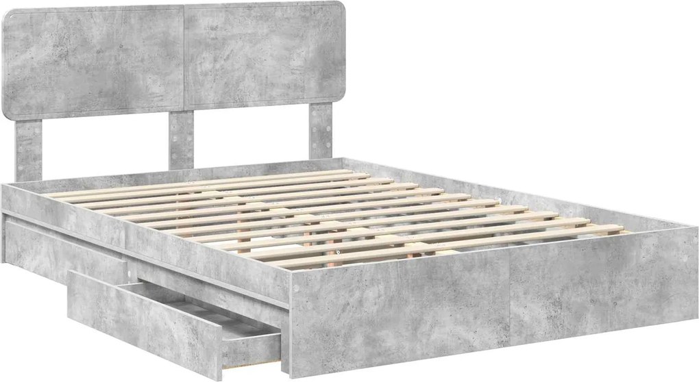 Postel s úložným prostorem s čelo Betonově šedá 150 x 200 cm 3412265