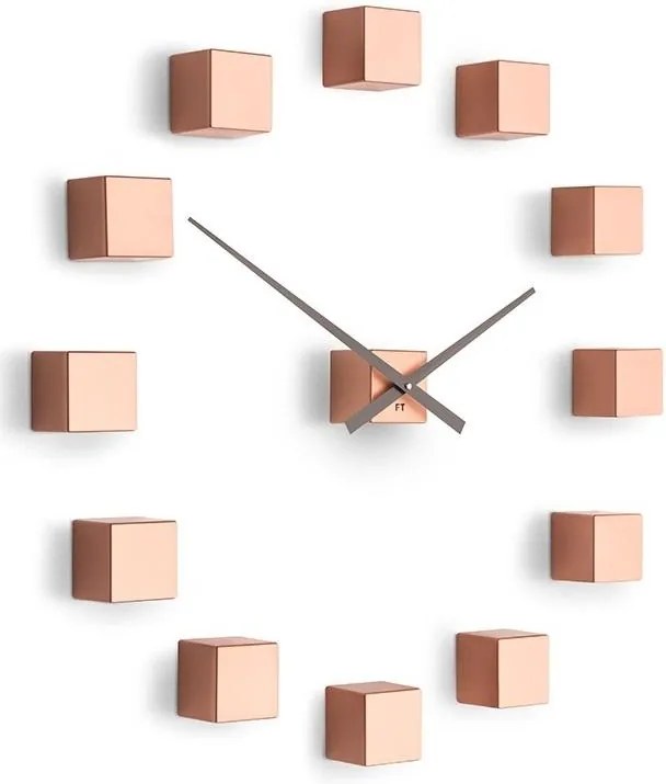 Designové nástěnné nalepovací hodiny Future Time FT3000CO Cubic copper