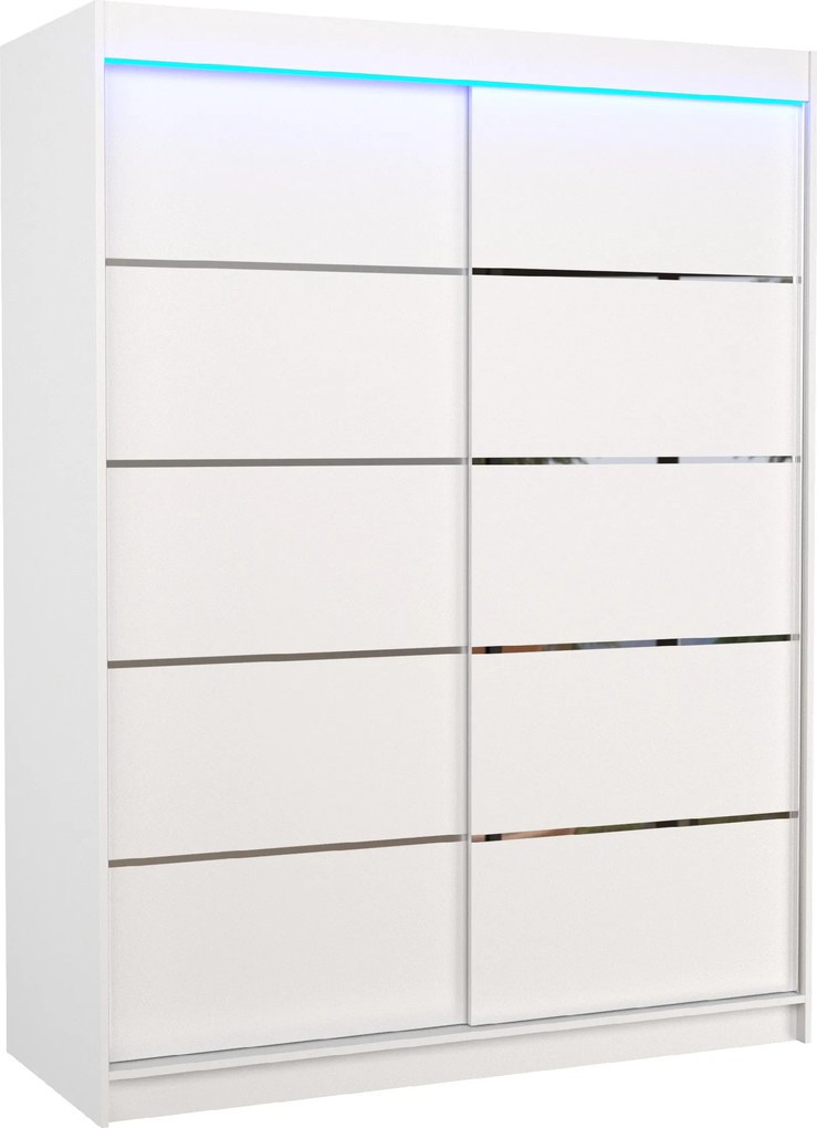 ADRK Furniture Posuvná skříň s LED osvětlením LUFT 150 SW-LUF-W-150+L-V136