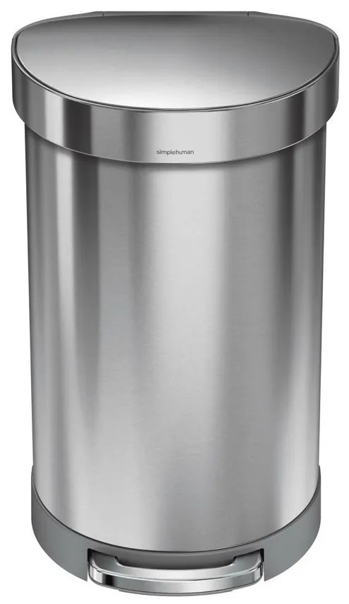Půlkulatý pedálový koš 45 l, matná ocel, nerez