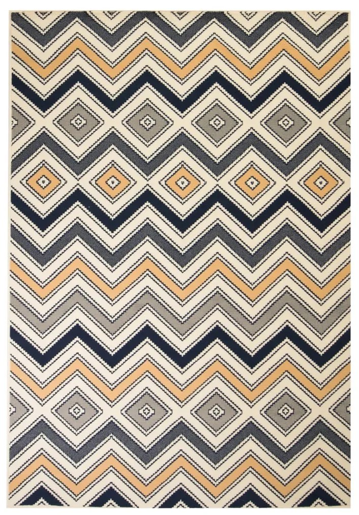 133013 vidaXL Moderní koberec se zigzag vzorem 120 x 170 cm hnědo-černo-modrý