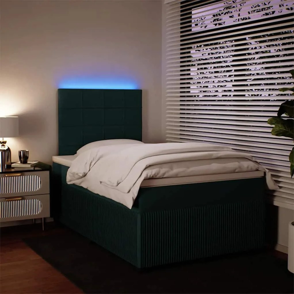 Box spring postel s matrací tmavě zelená 120x190 cm samet 3294589