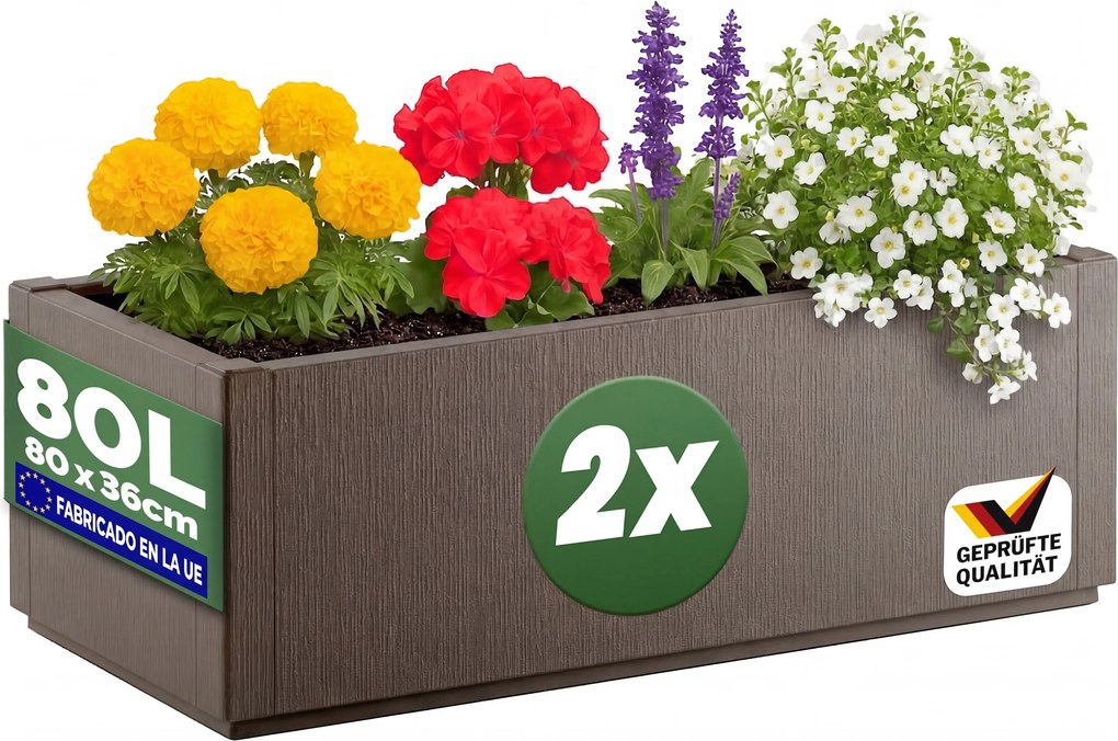 Květináč Ethica sada 2 ks hnědý plast 80x36x36cm