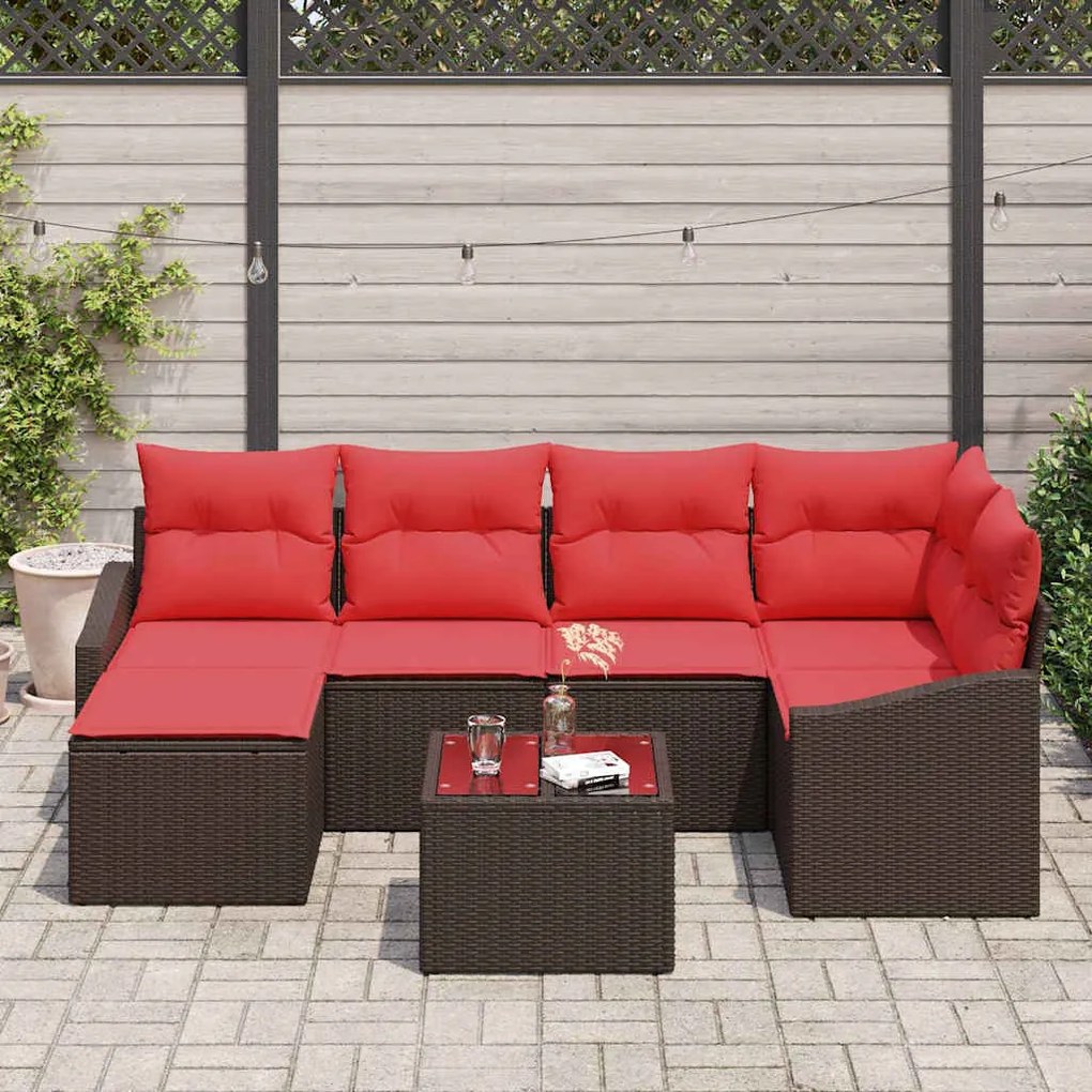 Set pohovek 7 ks Hnědá polyratan 3346804