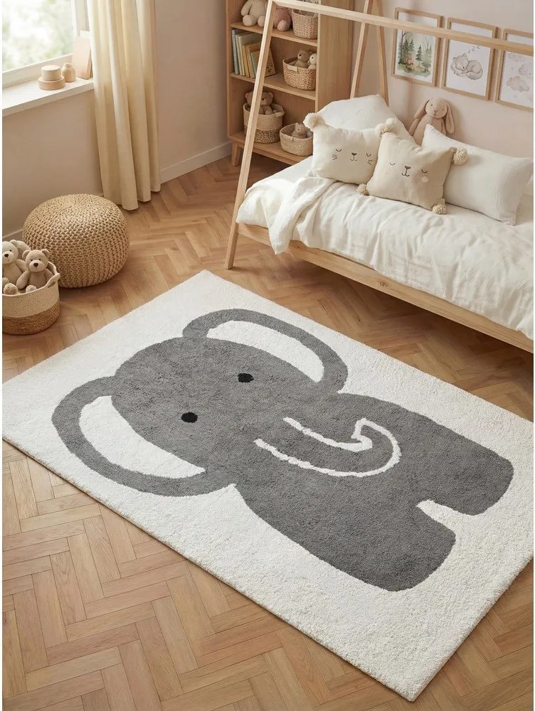 Šedý/krémový pratelný/ručně tkaný bavlněný dětský koberec 140x200 cm Snuggle Emil – Hanse Home