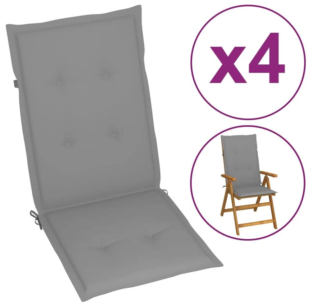 43180 vidaXL Polstry na zahradní židle 4 ks, šedé, 120x50x3 cm