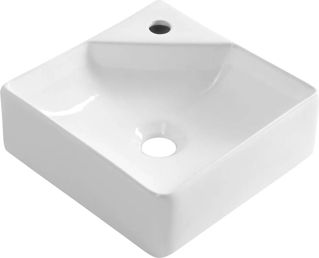 Aqualine Nexa - Umyvadlo rohové 30x30 cm, bez přepadu, otvor pro baterii, bílá NP436