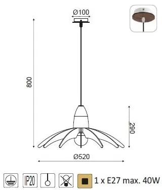 ACA DECOR Závěsné svítidlo ALPS, průměr 52 cm