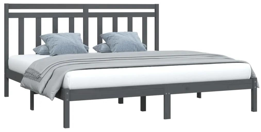 Rám postele šedý masivní dřevo 200 x 200 cm,  3105272