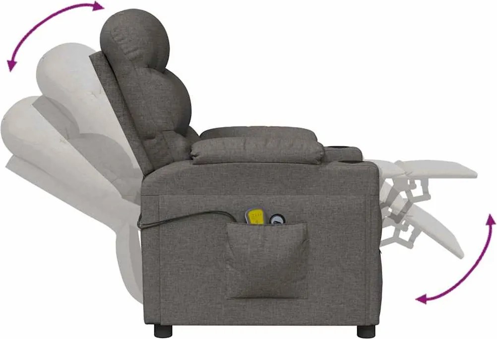 Elektrické masážní křeslo tmavě šedé textil 3143504