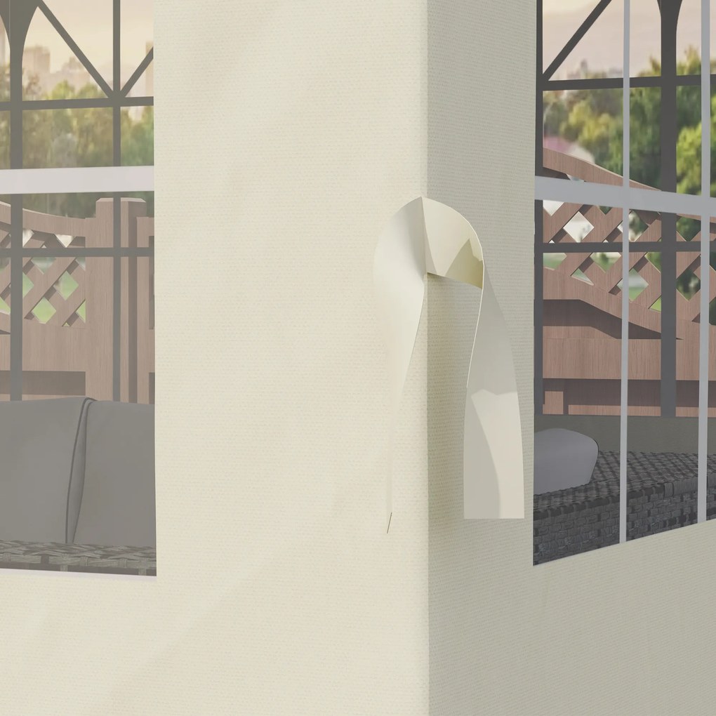 Boční stěny pavilonu, 4 boční stěnové panely pro zahradní pavilon, se zipem, 3 x 3 m pavilonu, krémově bílé barvy