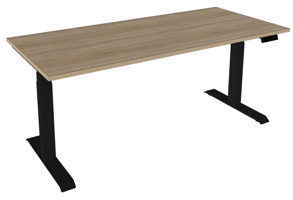 NOBL Dynamic + Elektr. nastavitelný polohovací stůl 180x80 s pamětí Dynamic + Dekor stolové desky: dub bardolino, Barva podnože: černá