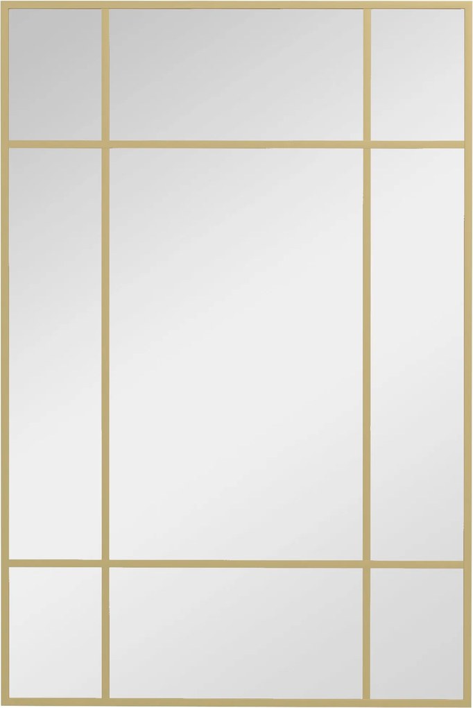 HOMCOM Obdélníkové Nástěnné Zrcadlo 90x60 cm se Zlatým Kovovým Rámem - Dekorativní Zrcadlo do Obývacího Pokoje, Ložnice a Předsíně | Aosom