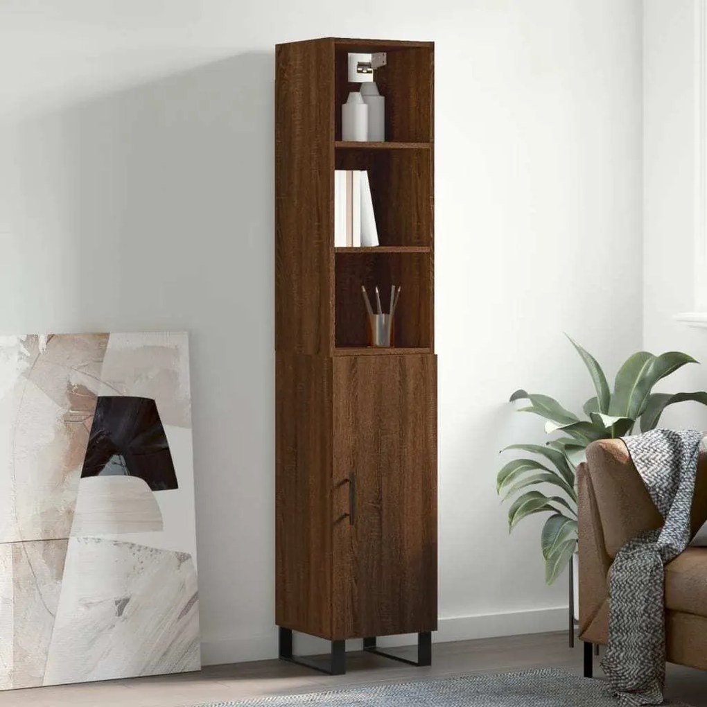 vidaXL Skříň highboard 34,5 x 34 x 180 cm kompozitní dřevo [3189666] Barva: šedá sonoma