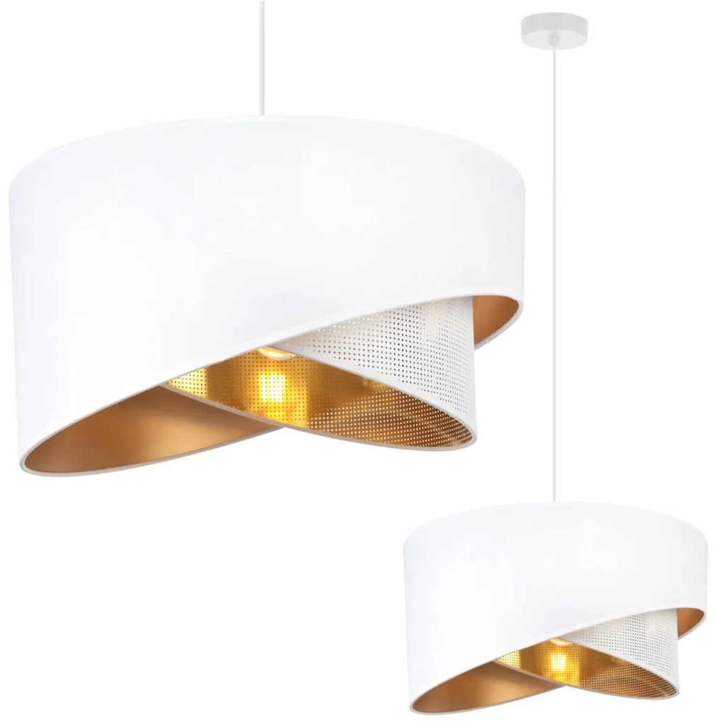 Závěsné svítidlo Asti Duo, 1x PVC/bílé textilní stínítko, (fi 45cm), g, w