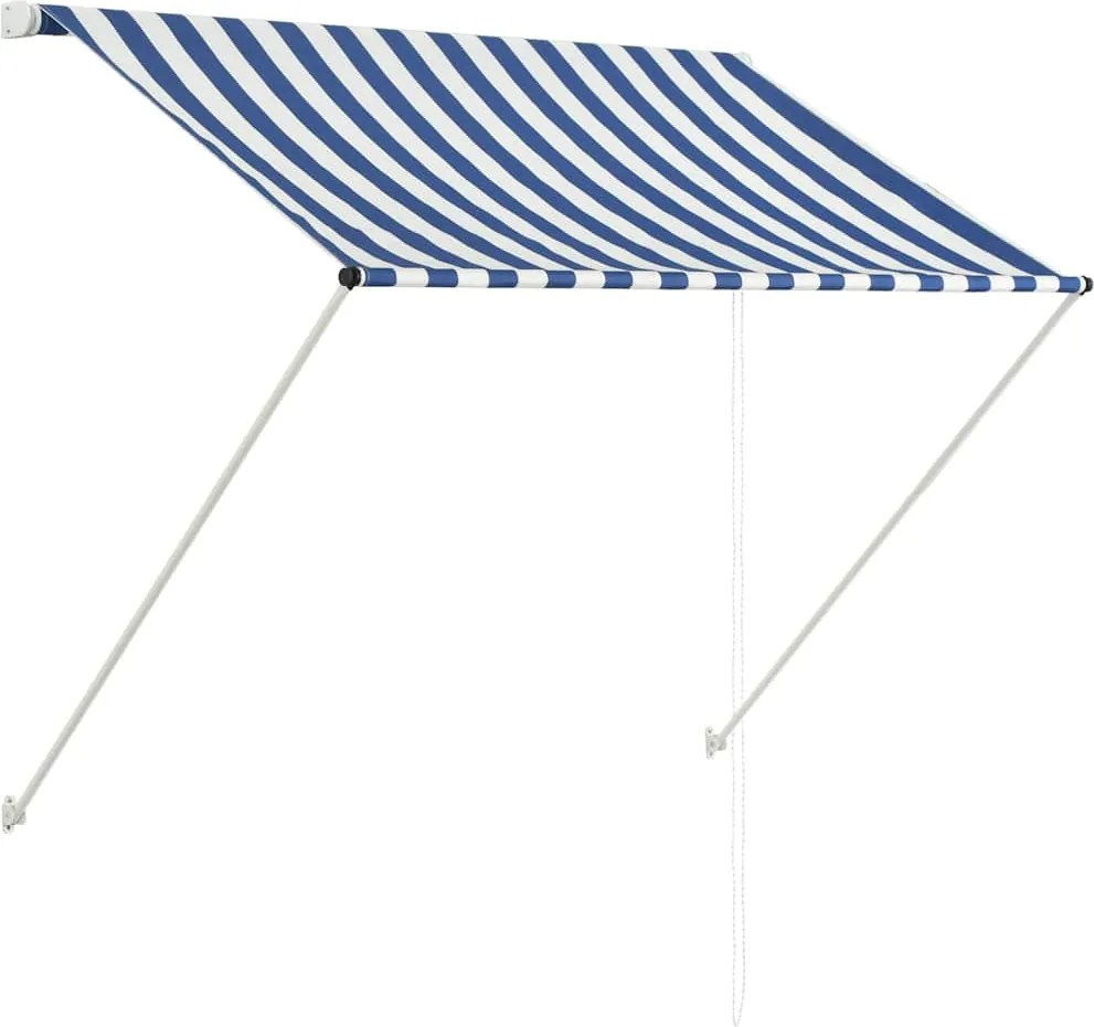 Zatahovací markýza 150 x 150 cm modro-bílá 143746