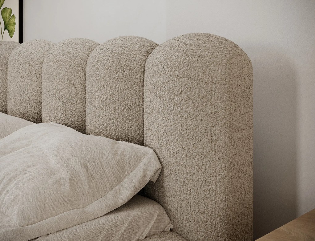 Postel Oloroso 180x200 s kovovým roštem a úložným prostorem, hnědé bouclé
