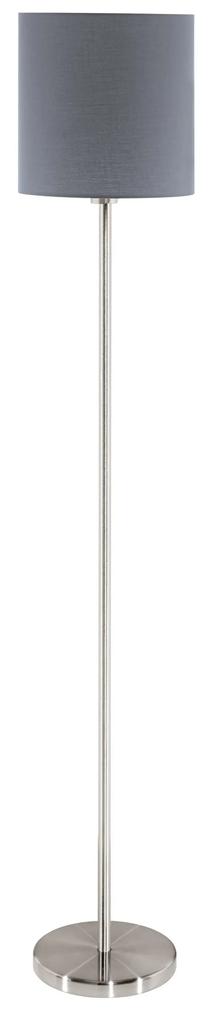 Eglo 95166 PASTERI grey classic - Stojací lampa s textilním stínidlem + Dárek LED žárovka, 157cm