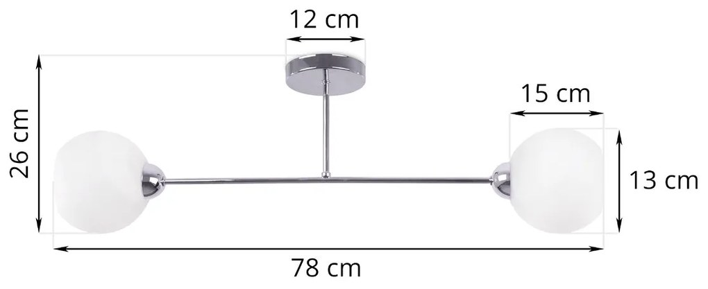 Stropní svítidlo Eliza, 2x bílé skleněné stínítko, CH
